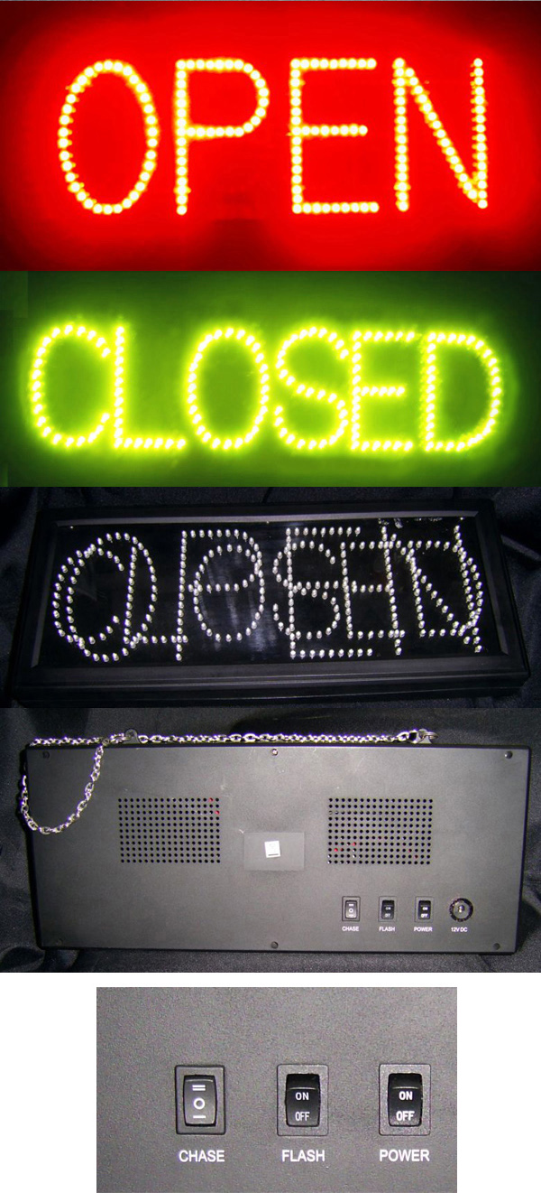 LED Lighted OPEN CLOSED Blinking Flash Neon Light SIGN | eBay